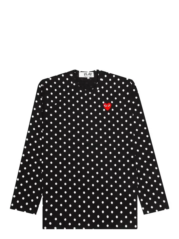 Play Comme Des Garcon Polka Dot Long Sleeve T-shirt - Black