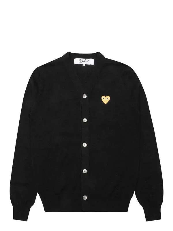Play Comme Des Garcon Gold Heart Knit Cardigan Sweater - Black