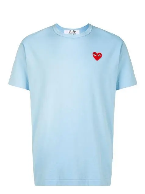 Play Comme Des Garcon Logo Embroide Tee Shirt - Baby Blue/red