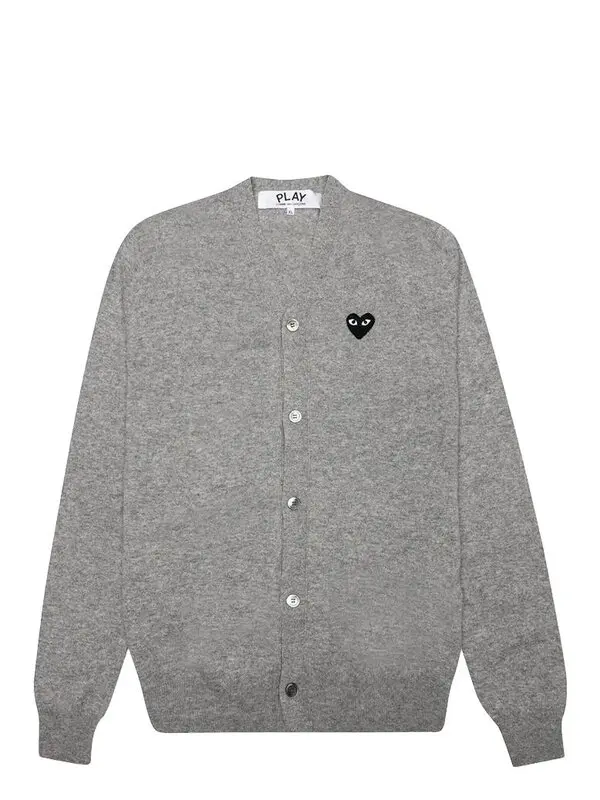 Play Comme Des Garcon Heart Knit Cardigan Sweater - Grey