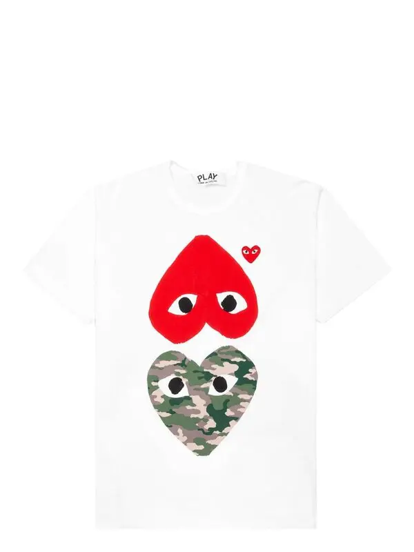 Play Comme Des Garcon Camouflage Mirror Heart T-shirt - White