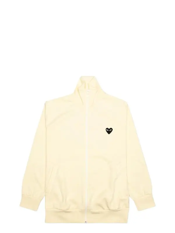 Play Comme Des Garcon Big Black Heart Zip Up Sweatshirt - Ivory