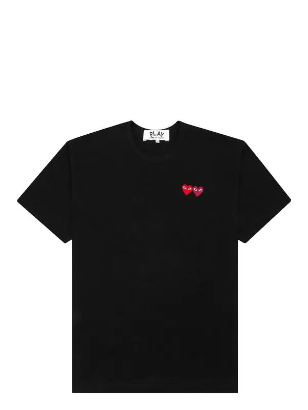 Play Comme Des Garcon Double Hearts T-shirt - Black