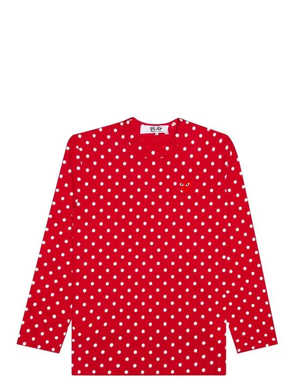 Play Comme Des Garcon Polka Dot Long Sleeve T-shirt - Red