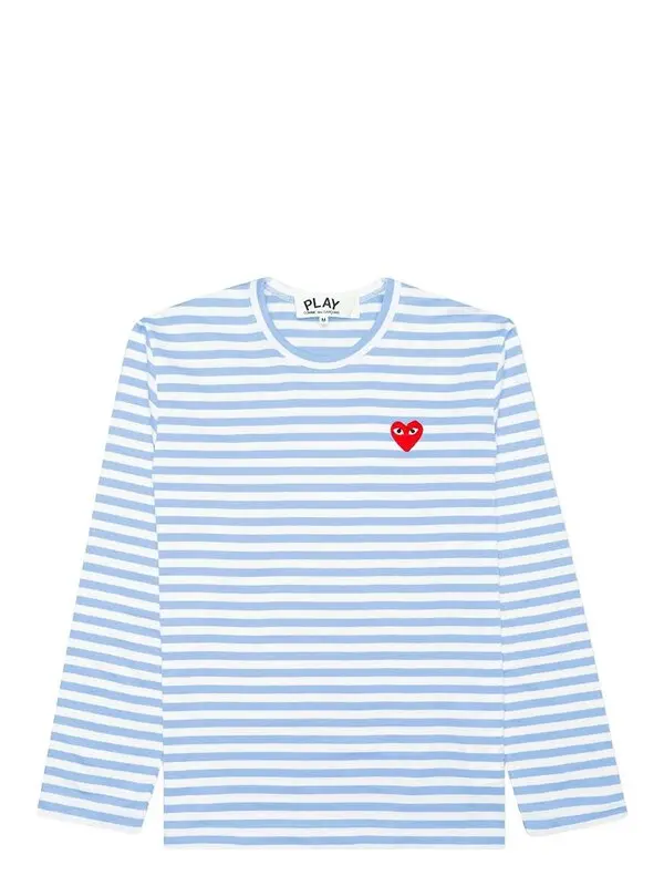 Play Comme Des Garcon Pastelle Striped Long Sleeve T-shirt - Blue/white