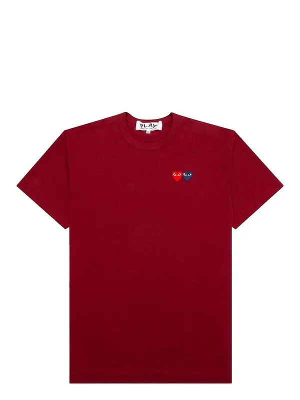 Play Comme Des Garcon Double Hearts T-shirt - Maroon
