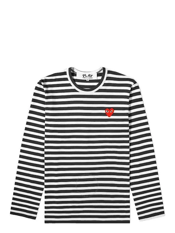Play Comme Des Garcon Striped Long Sleeve T-shirt - Black/white