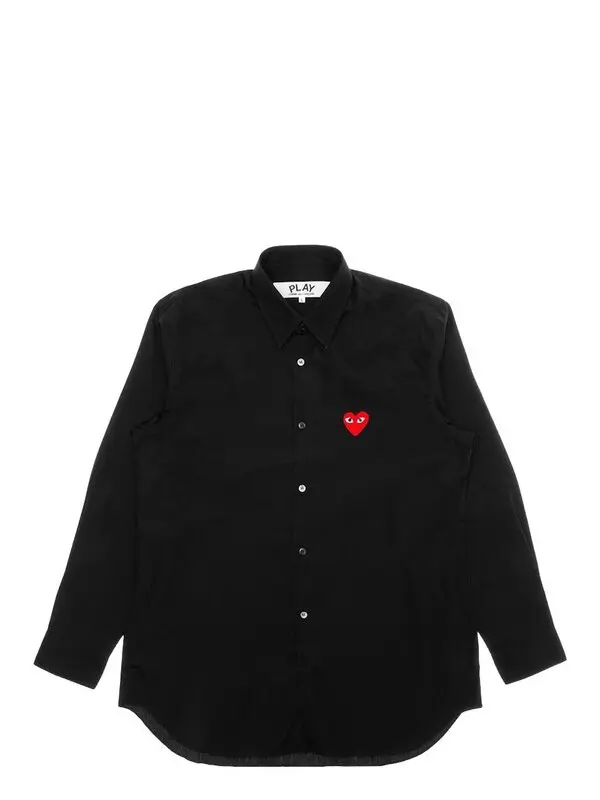 Play Comme Des Garcon Red Emblem Button Up Shirt - Black