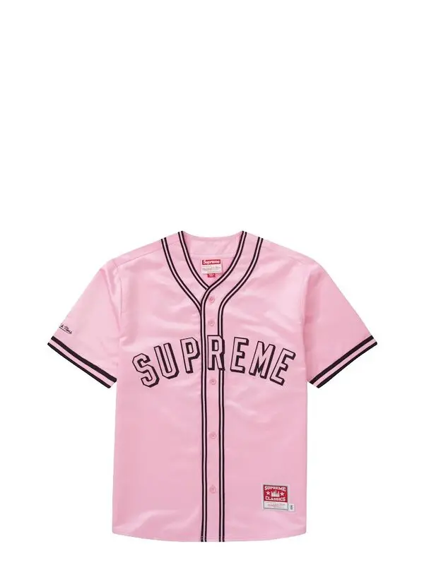 Supreme Mitchell & Ness Satin Baseball Jersey - Pink