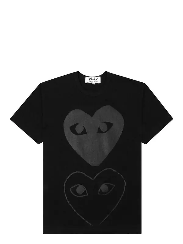Play Comme Des Garcon Double Hearts T-shirt - Black
