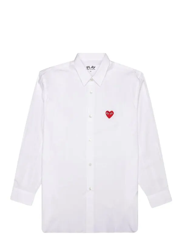Play Comme Des Garcon Red Emblem Button Up Shirt - White