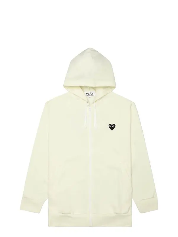 Play Comme Des Garcon Big Black Heart Zip Up Hoodie - Ivory