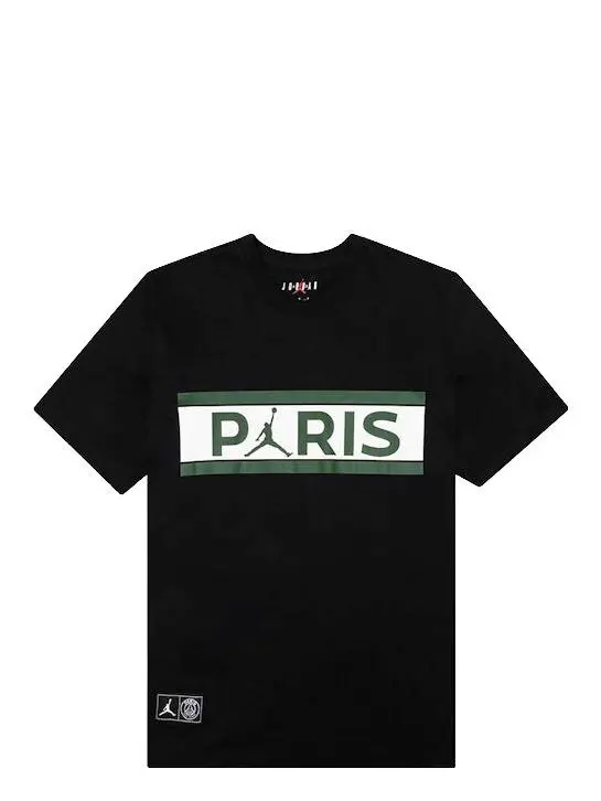 JORDAN X Psg Paris Saint Germain Wordmark T-shirt - Black/noble Green/white