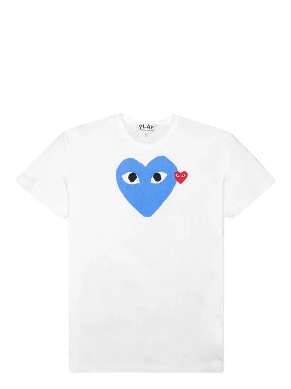 Play Comme Des Garcon Red Emblem Heart T-shirt - White/blue