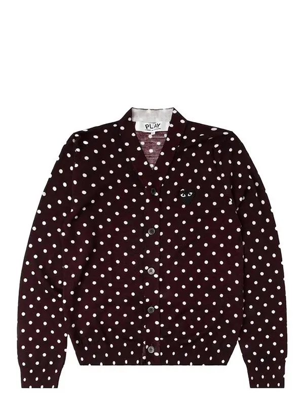 Play Comme Des Garcon Polka Dot Cardigan Sweater - Burgundy