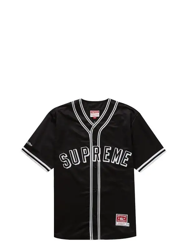 Supreme Mitchell & Ness Satin Baseball Jersey - Black