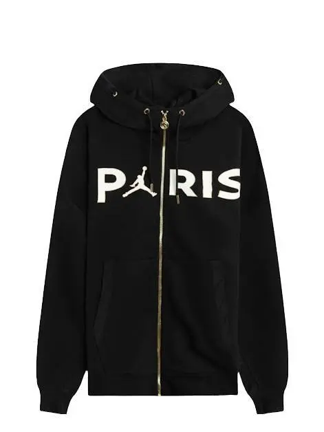 JORDAN X Psg Paris Saint Germain Travel Fleece Full-zip Hoodie - Black/bordeaux/white
