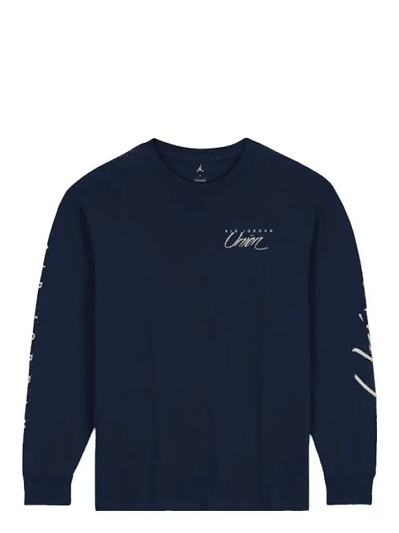 JORDAN X Union Mj Long Sleeve Tee Shirt - College Navy Blue/coconut Milk