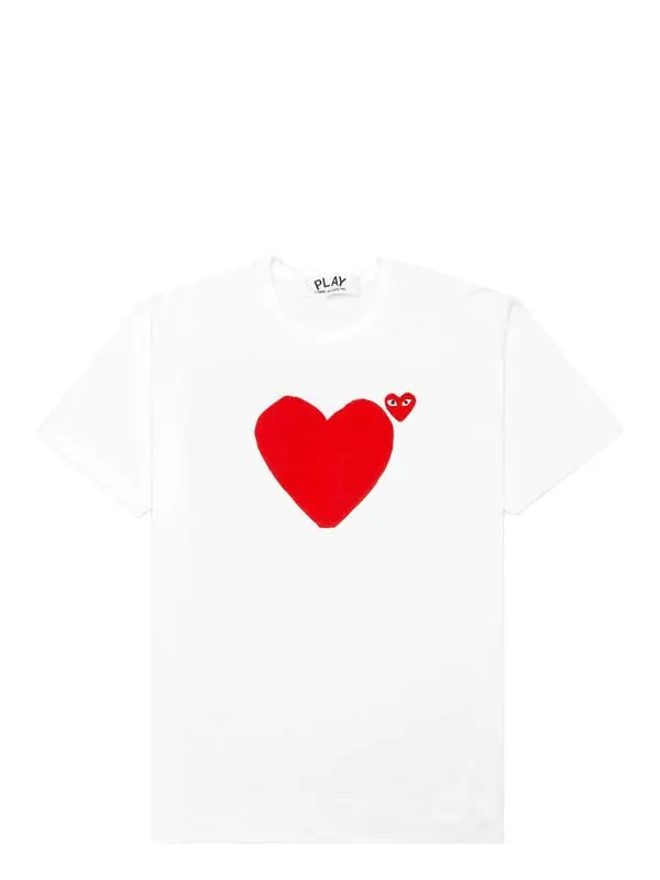 Play Comme Des Garcon Red Emblem No Eyes T-shirt - White