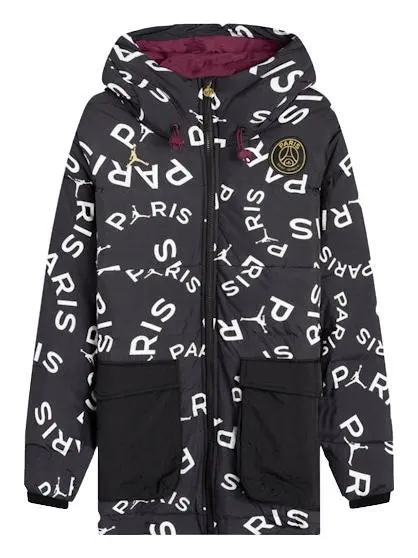 JORDAN X Psg Paris Saint Germain Down Aop Parka Jacket - Black/bordeaux/white