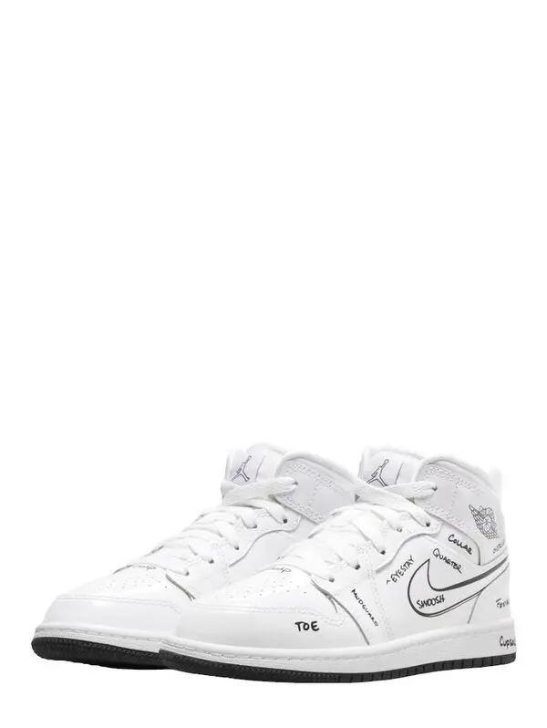 JORDAN 1 Mid High-top Sneakers - White/black