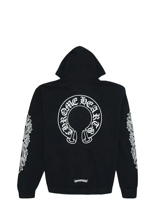 Chrome Hearts Horse Shoe Floral Hoodie - Black
