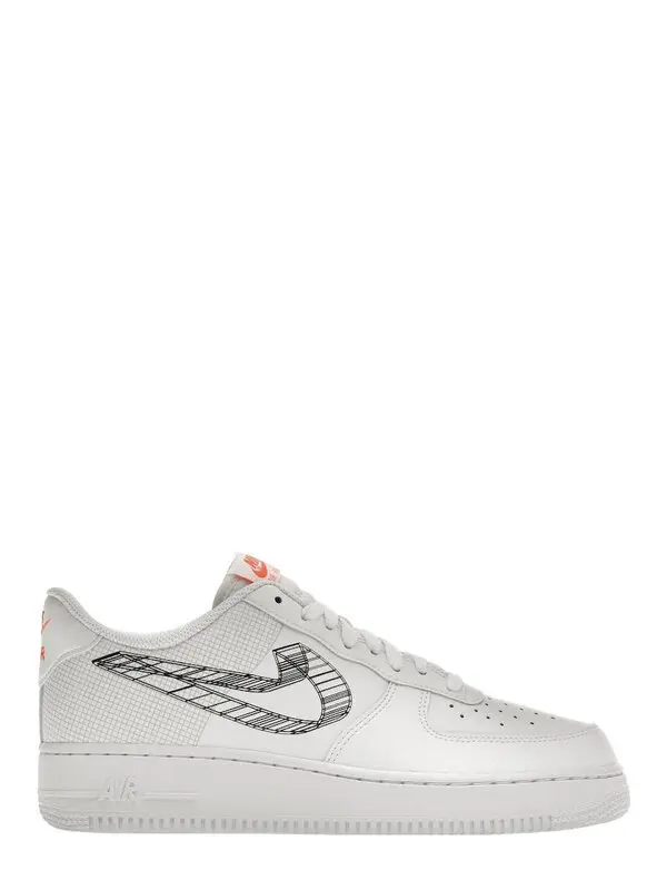 Nike Air Force 1 Low 3d Swoosh Graphic - White/black/orange