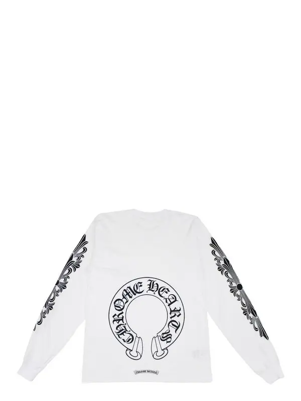 Chrome Hearts Floral Horseshoe Long Sleeve T-shirt - White