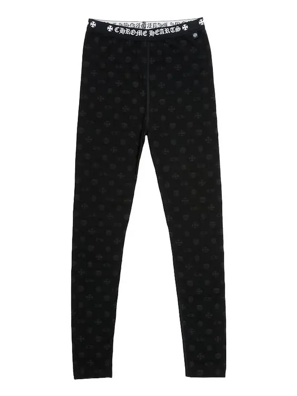 Chrome Hearts Logo Leggings - Black/grey Multilogo
