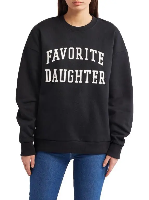 FAVORITE DAUGHTER Collegiate Cotton-blend Sweatshirt - Black W/white