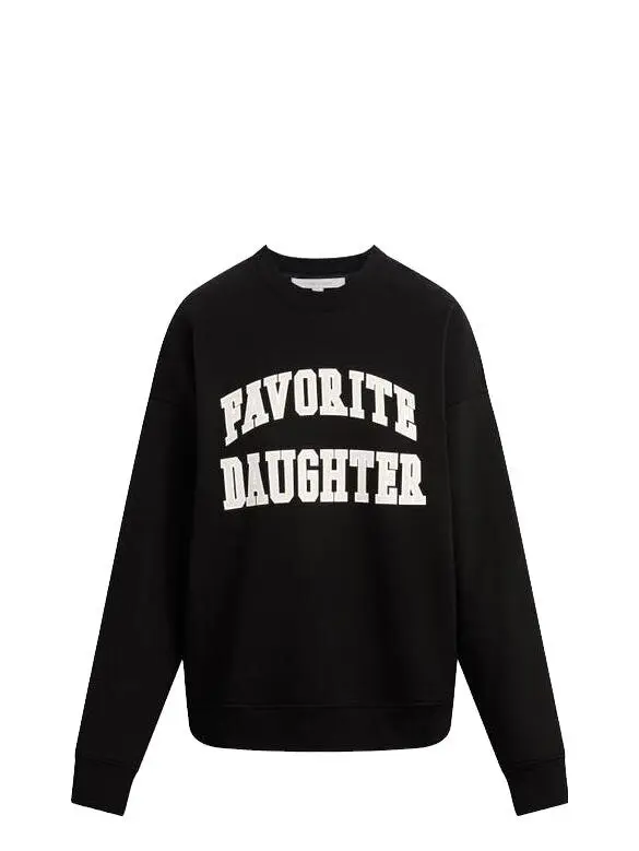 FAVORITE DAUGHTER Collegiate Cotton-blend Sweatshirt - Black/pale Pink