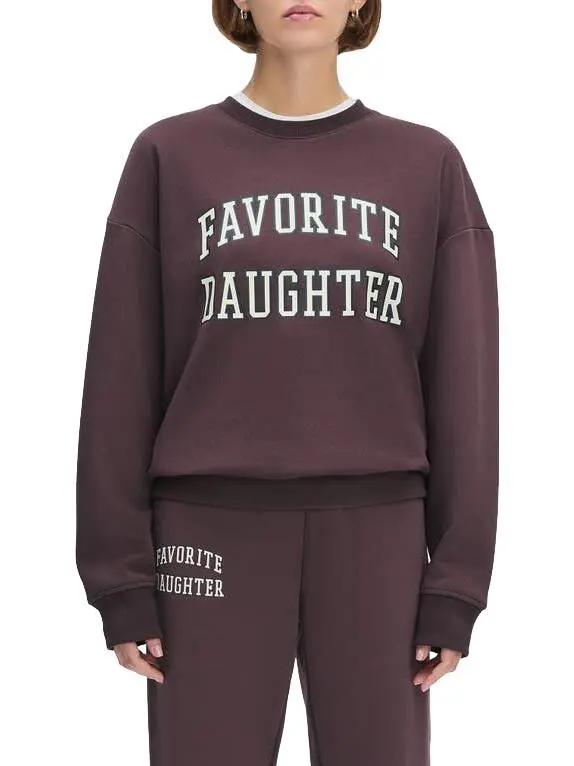 FAVORITE DAUGHTER Collegiate Cotton-blend Sweatshirt - Burgundy/gardenia