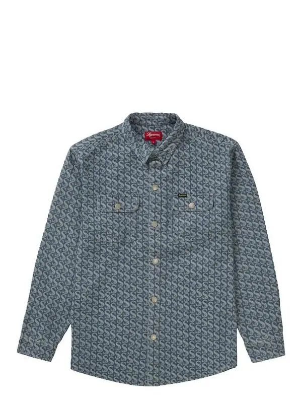 Supreme Monogram Denim Shirt - Blue