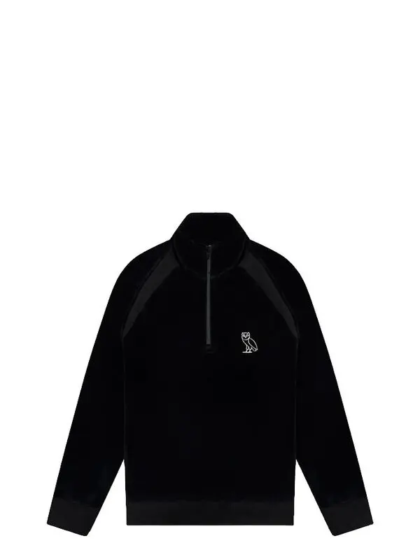 OVO Velour Quarter Zip Sweatshirt - Black