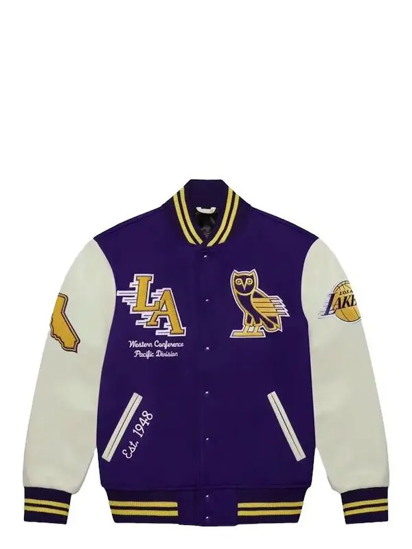 OVO X Nba Lakers Varsity Jacket - Purple