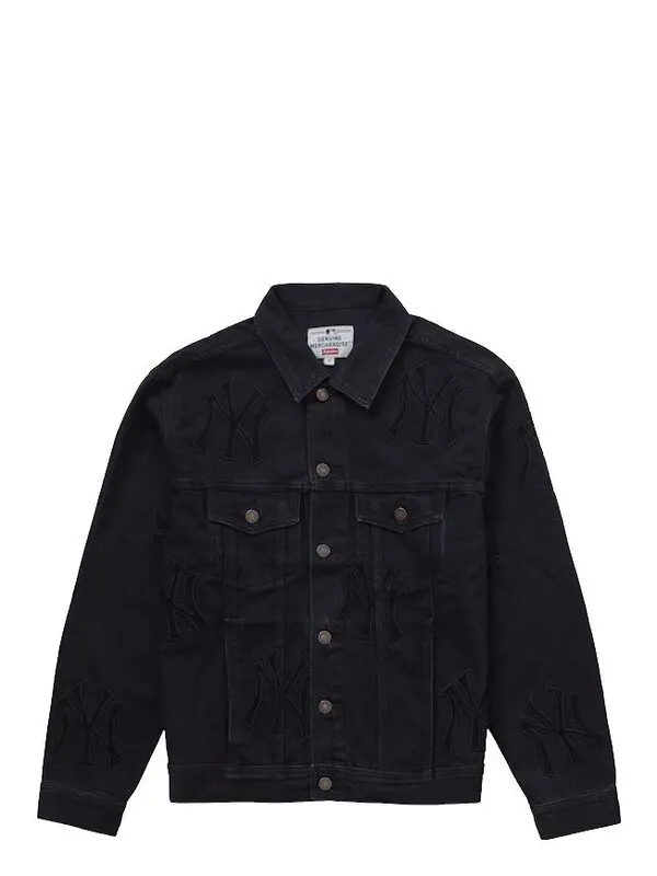 Supreme X New York Yankees Denim Trucker Jacket - Washed Black