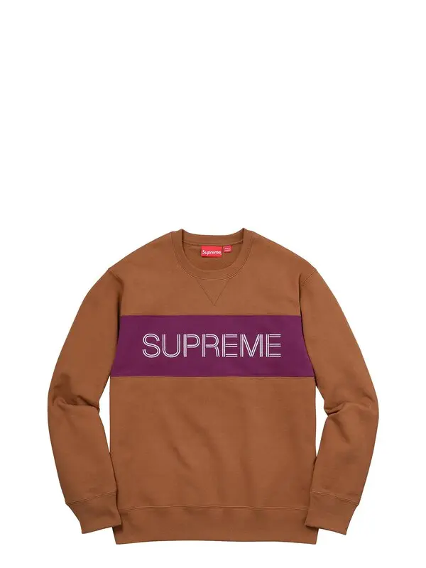 Supreme Zig Zag Stitch Panel Crewneck Sweatshirt - Rust