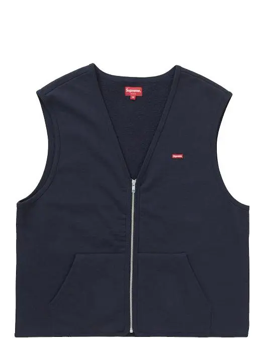 Supreme Zip-up Sweat Vest - Navy Blue