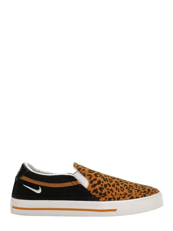 Nike Court Legacy Leopard Print Slip-on Sneakers - Black/wheat/white