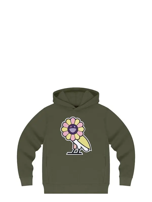 TAKASHI MURAKAMI X Ovo Surplus Flower Owl Hoodie - Military Green