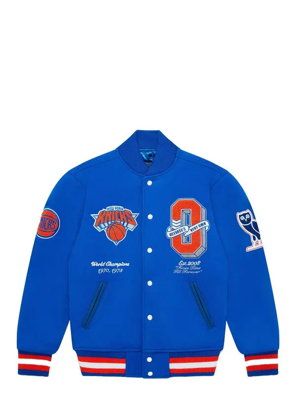 OVO X Nba Knicks Varsity Jacket - Blue