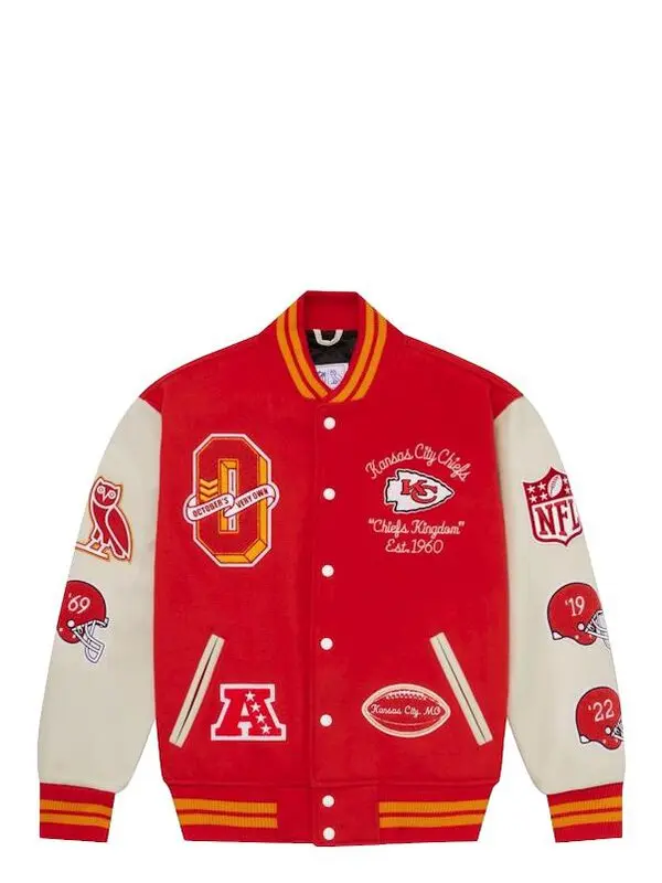 OVO X Nfl Kansas City Chiefs Varsity Jacket - Red