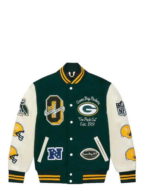 OVO X Nfl Bay Packers Varsity Jacket - Green
