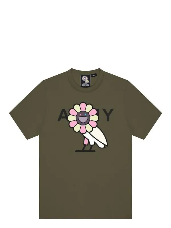 TAKASHI MURAKAMI X Ovo Surplus Flower Owl Tee Shirt - Military Green