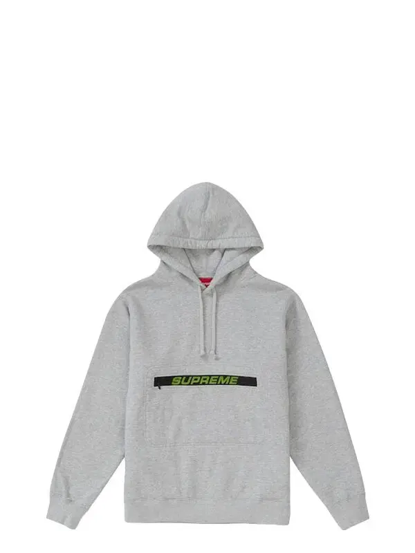 Supreme Hooded Sweatshirt With Zip Pouch - Heather Grey