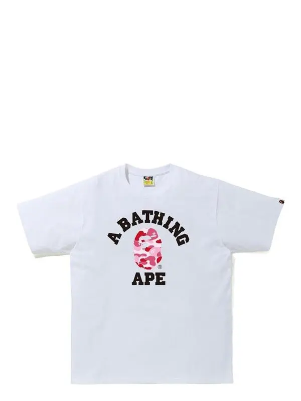 A BATHING APE Abc Camo College Tee Shirt - White/pink