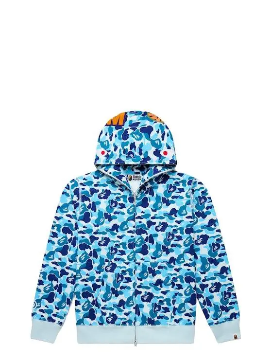A BATHING APE Camo Shark Full Zip Hoodie - Blue