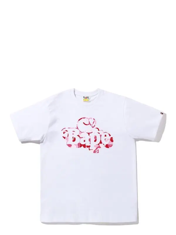 A BATHING APE Abc Camo Milo On Tee Shirt - White Pink