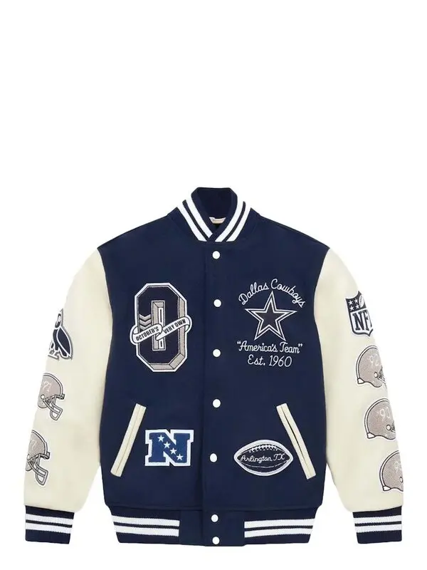 OVO X Nfl Dallas Cowboys Varsity Jacket - Navy Blue
