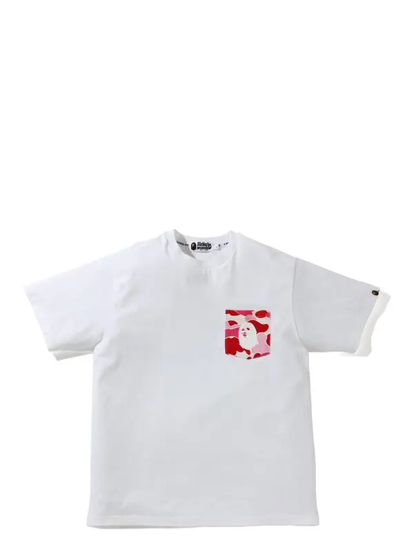 A BATHING APE Abc Camo Pocket Tee Shirt - White/pink